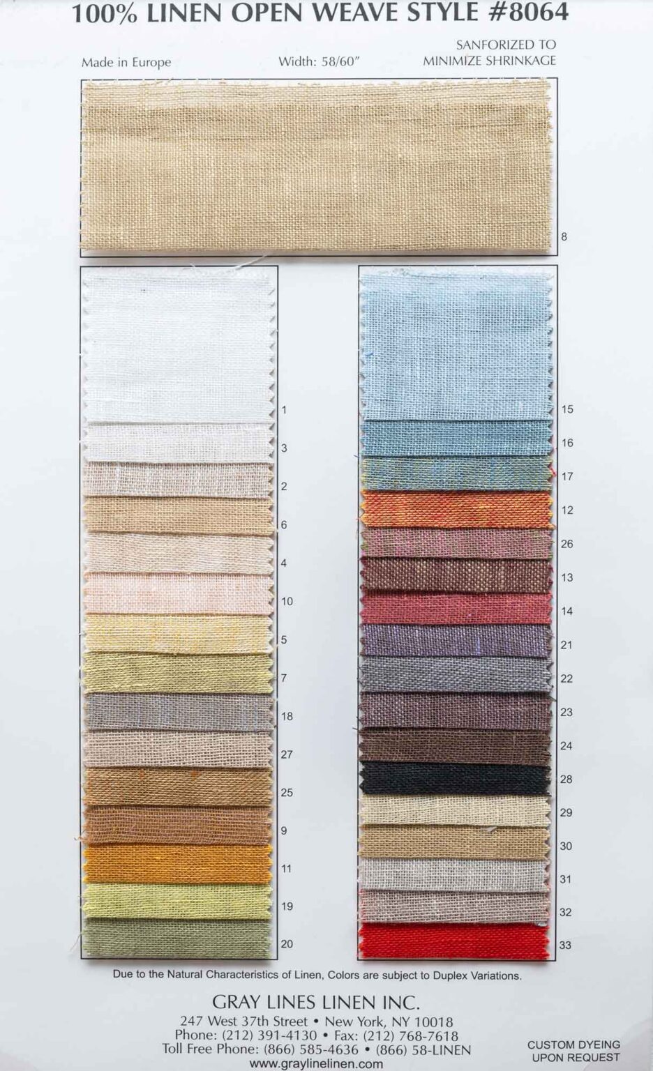 Color cards – Gray Lines Linen