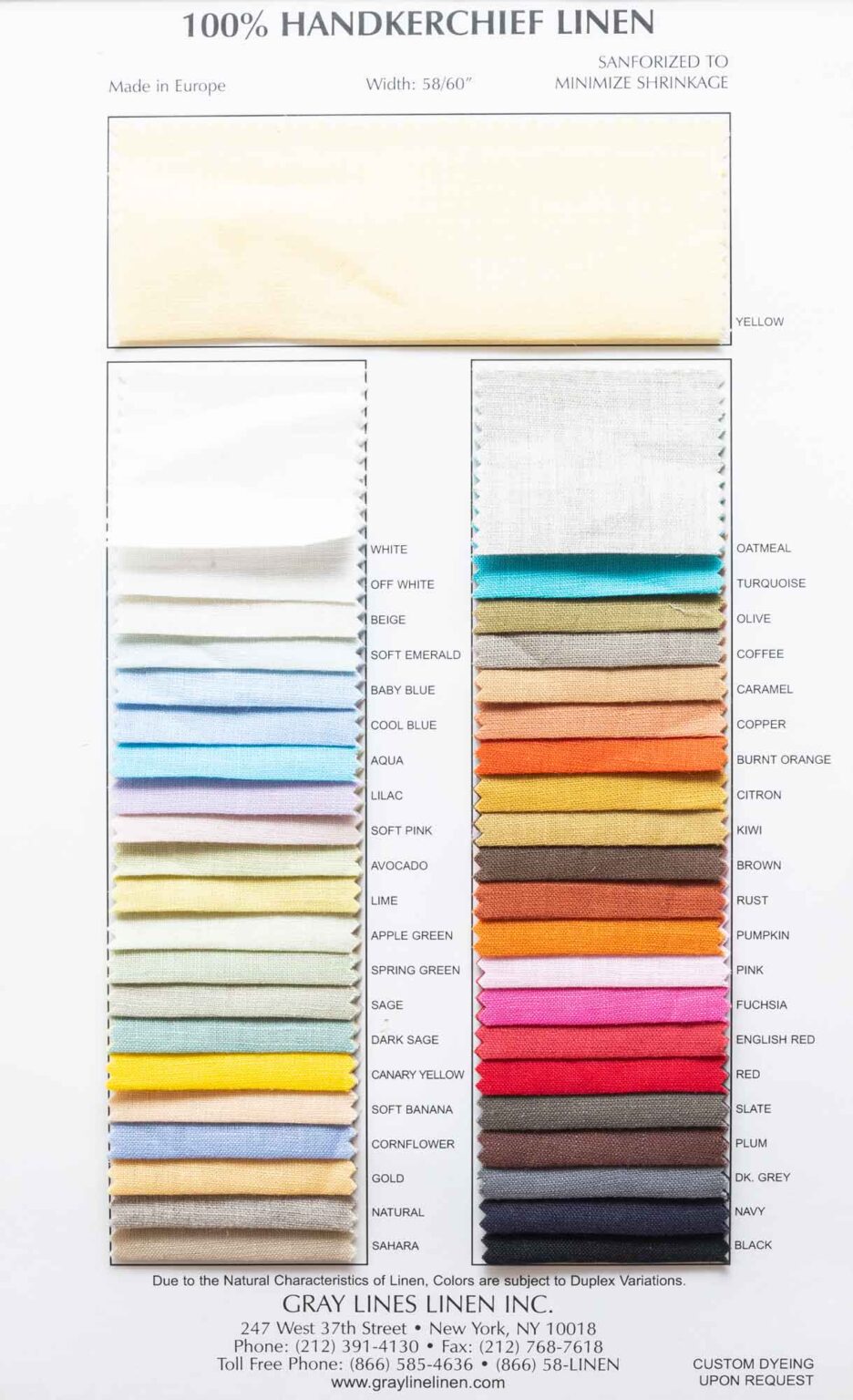 Color cards – Gray Lines Linen