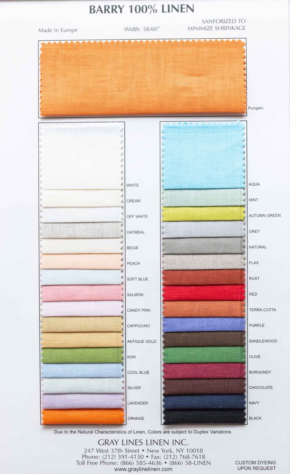 Color cards – Gray Lines Linen